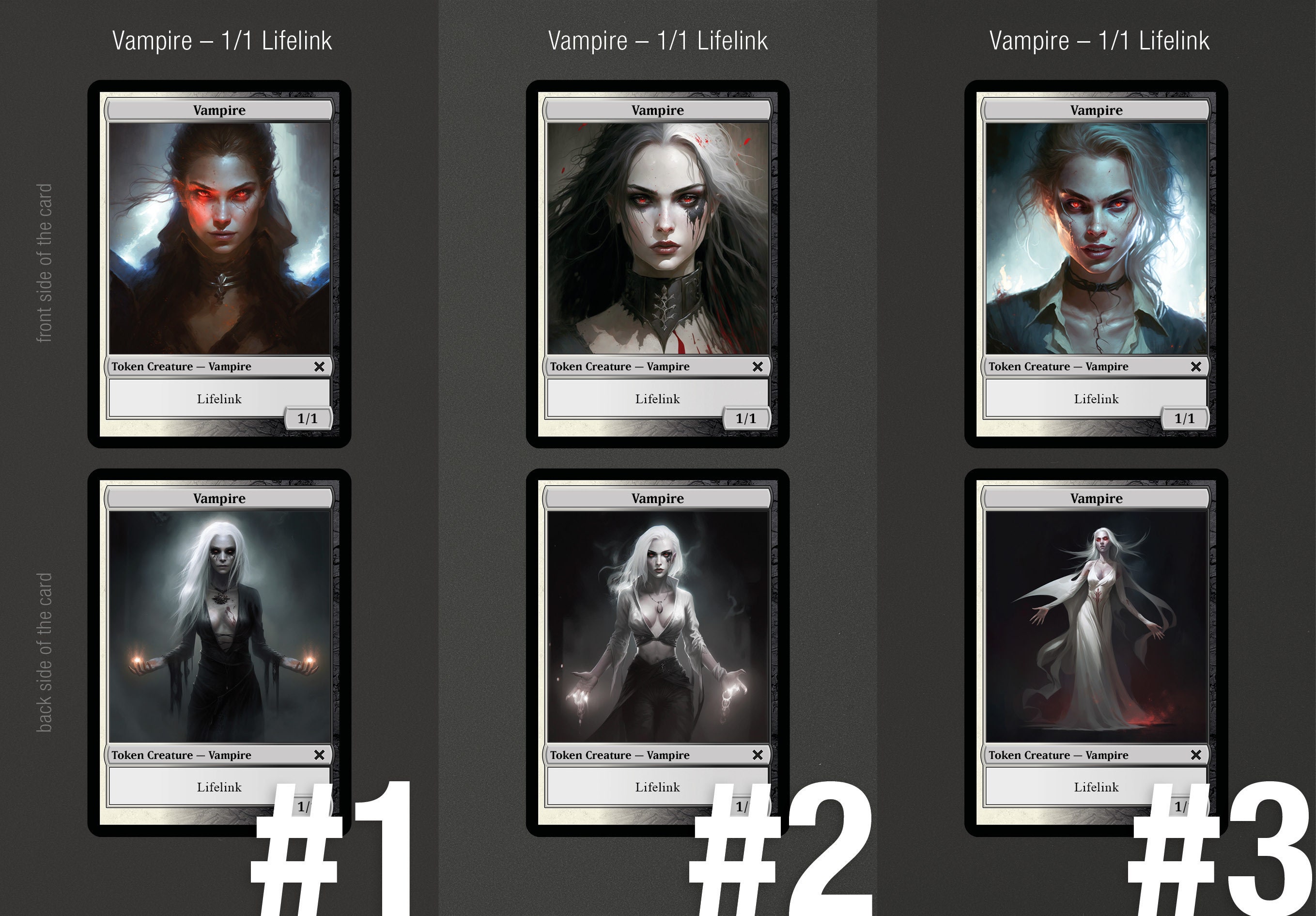 1/1 White/black Lifelink Vampire Token Cards - Etsy