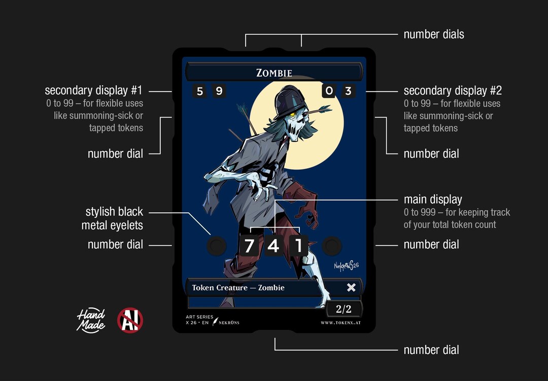 ART SERIES 2/2 Zombie Ultra Display Token With 7 Built-in Number ...