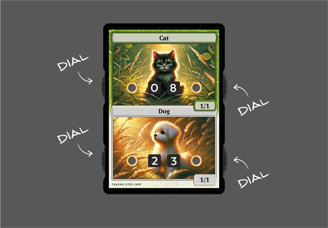 2 in 1 – Cat and Dog Token With Number Displays - Etsy
