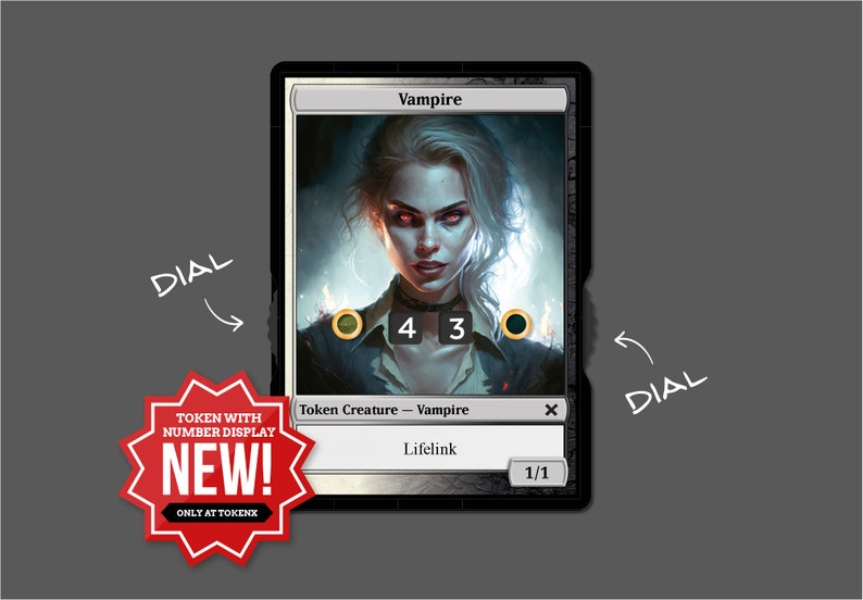 1/1 White/black Lifelink Vampire Token With Number Display - Etsy