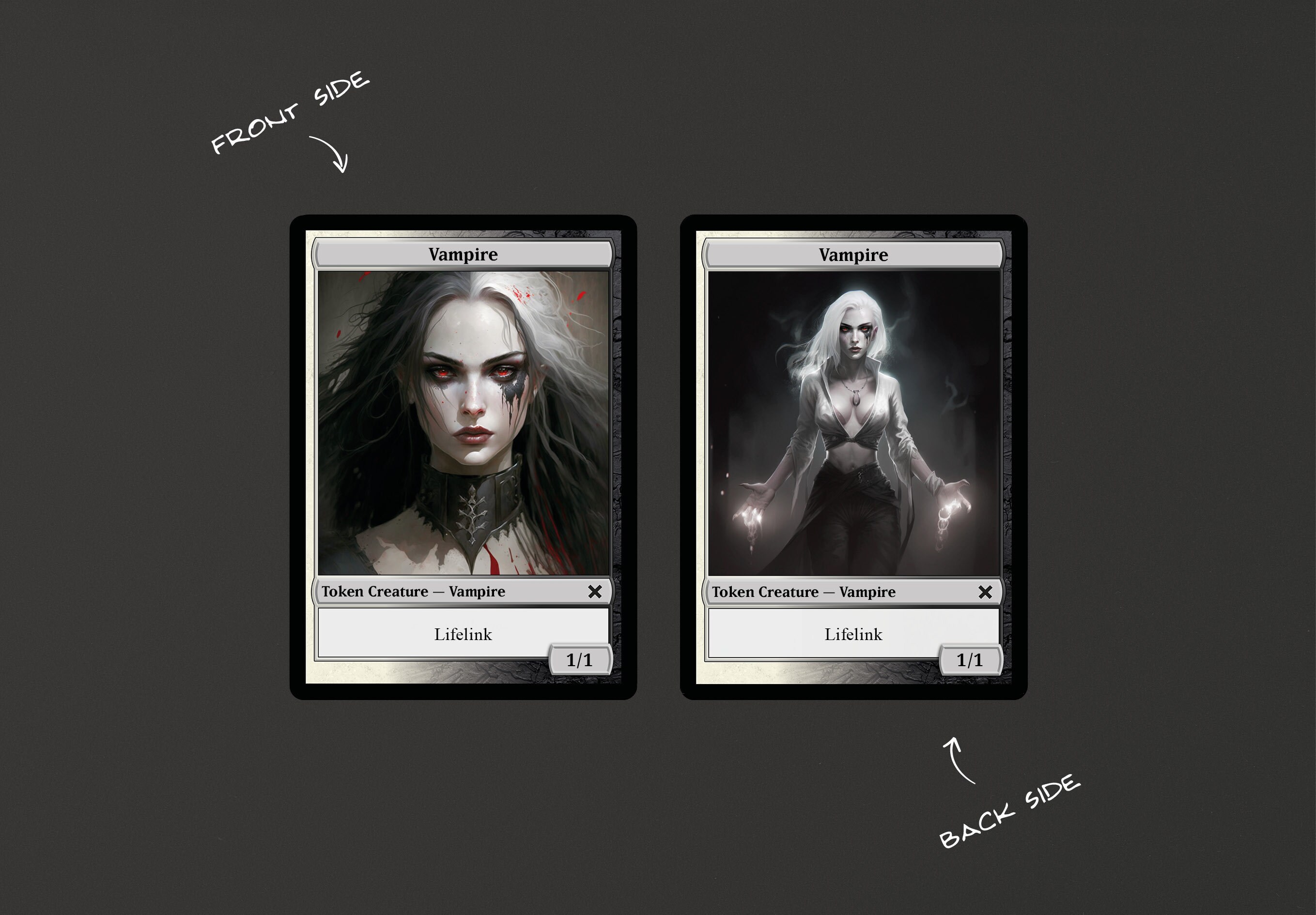 1/1 White/black Lifelink Vampire Token Cards - Etsy