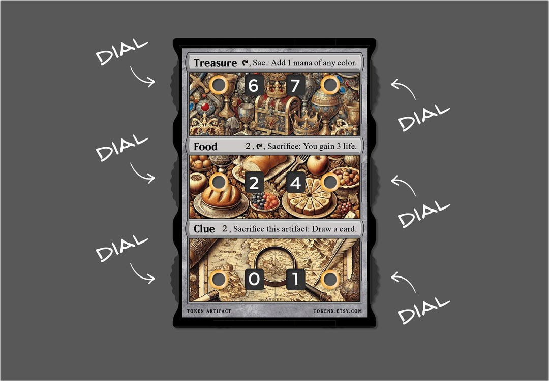 3 in 1 – Treasure - Food - Clue Token With Number Display - Etsy