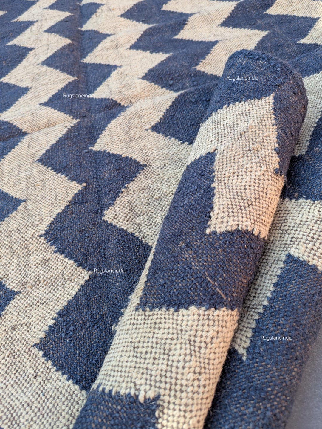 Blue Wool Jute Rug, 9x12 Handwoven Blue Jute Rug, Outdoor Rug/indoor ...