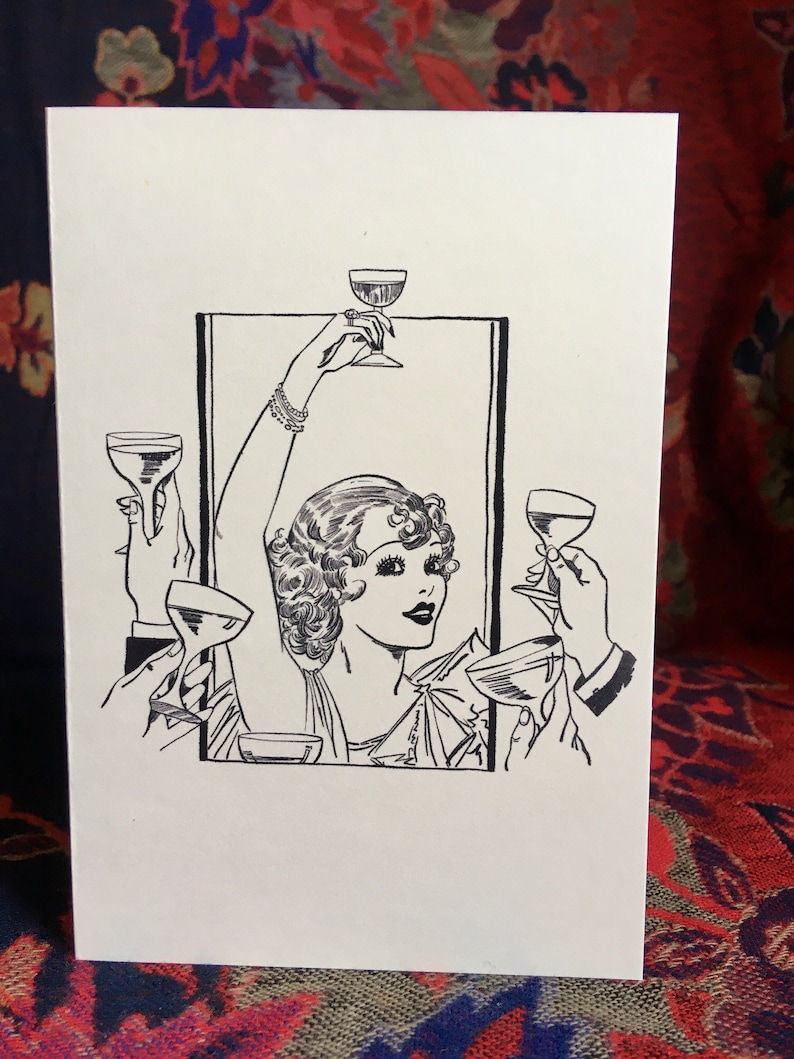 1920s Celebration Greetings Card (blank Inside) Vintage Illustration - Etsy