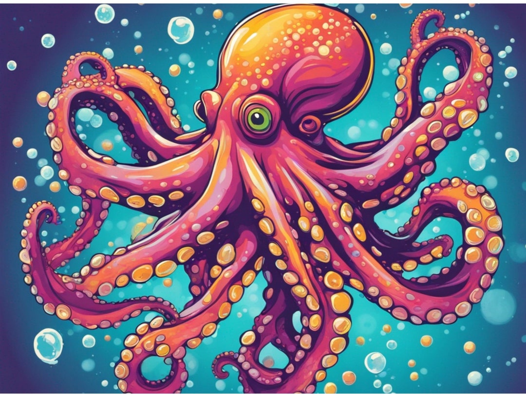 Vibrant Octopop: A Bold Pop Art Octopus Decoupage Design - Etsy