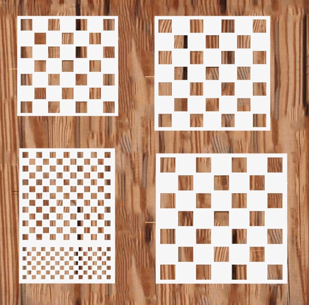 4 Pcs Reusable DIY Checkerboard Stencils Set, Various Sizes Mylar ...
