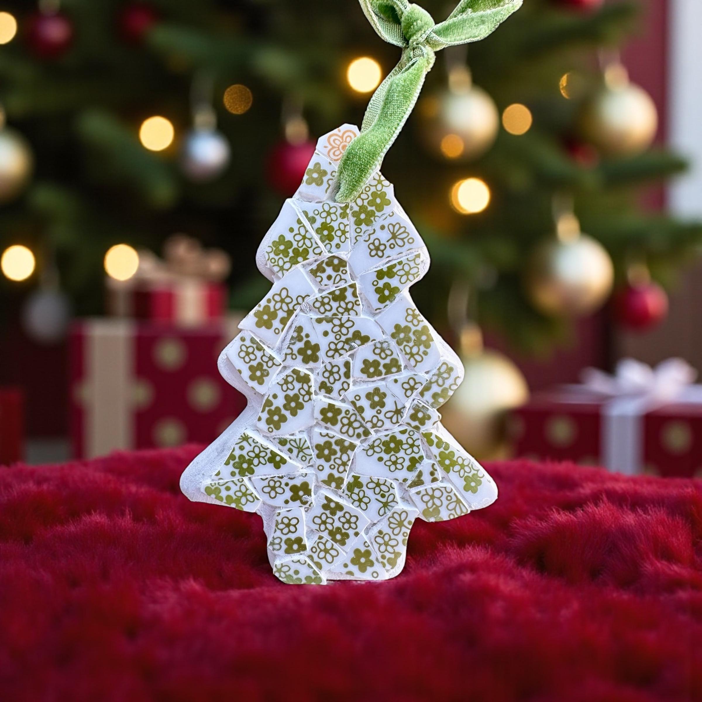 Correlle Spring Blossom Ornament, Handmade Mosaic Christmas Tree ...