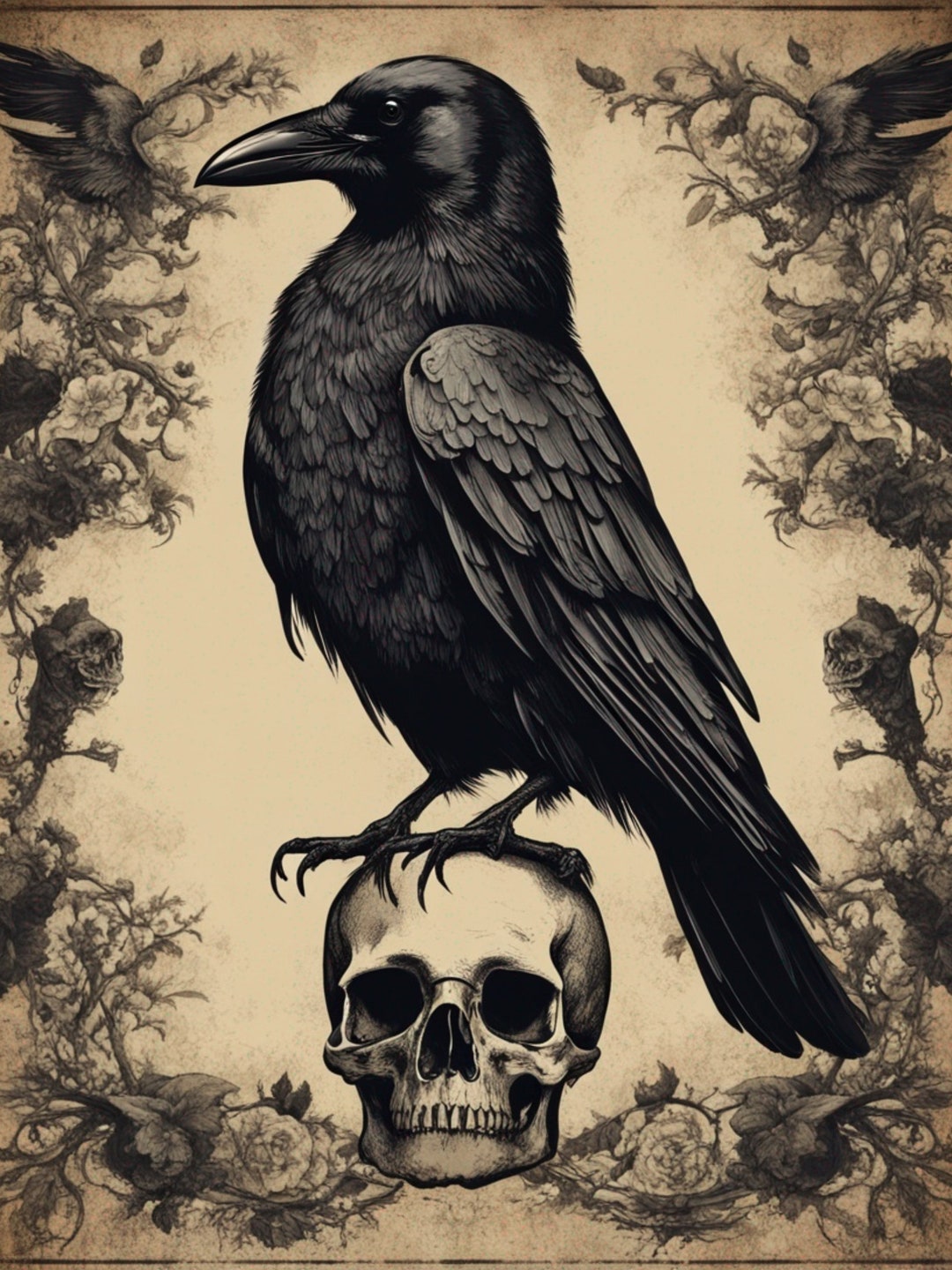 Vintage Raven: Decoupage Paper Design - Etsy