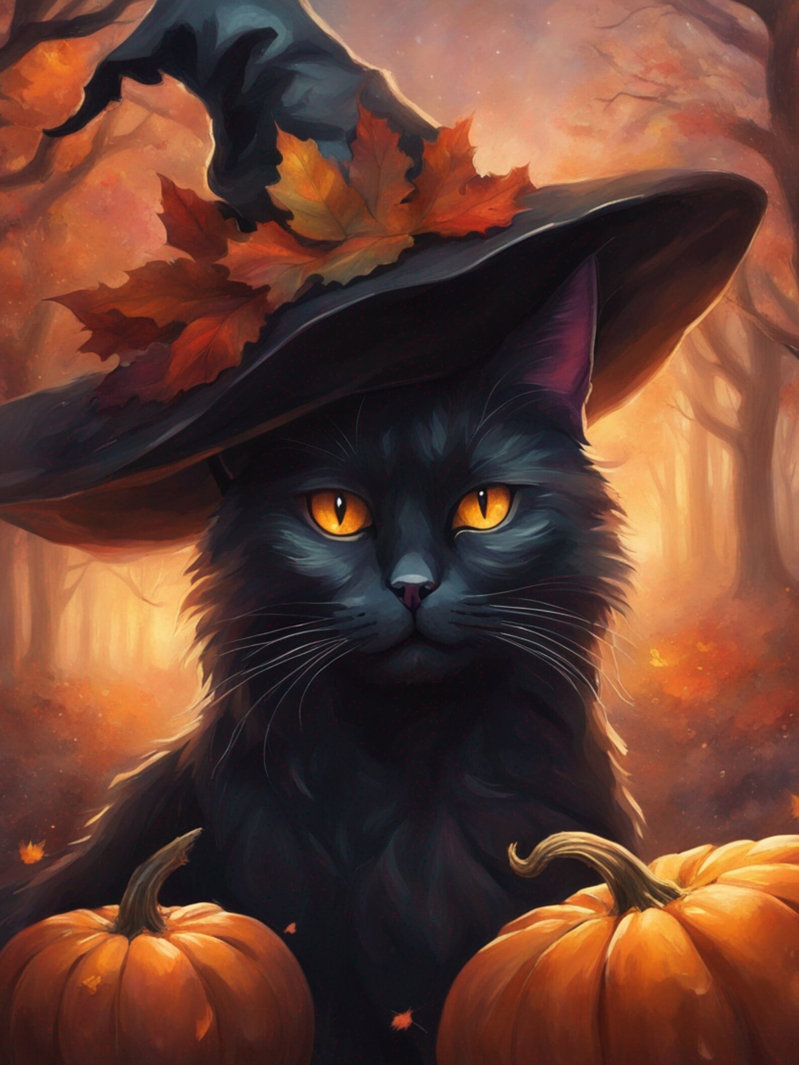Cat Cauldron Capers: Halloween Kitty in a Witch Hat Decoupage Paper - Etsy