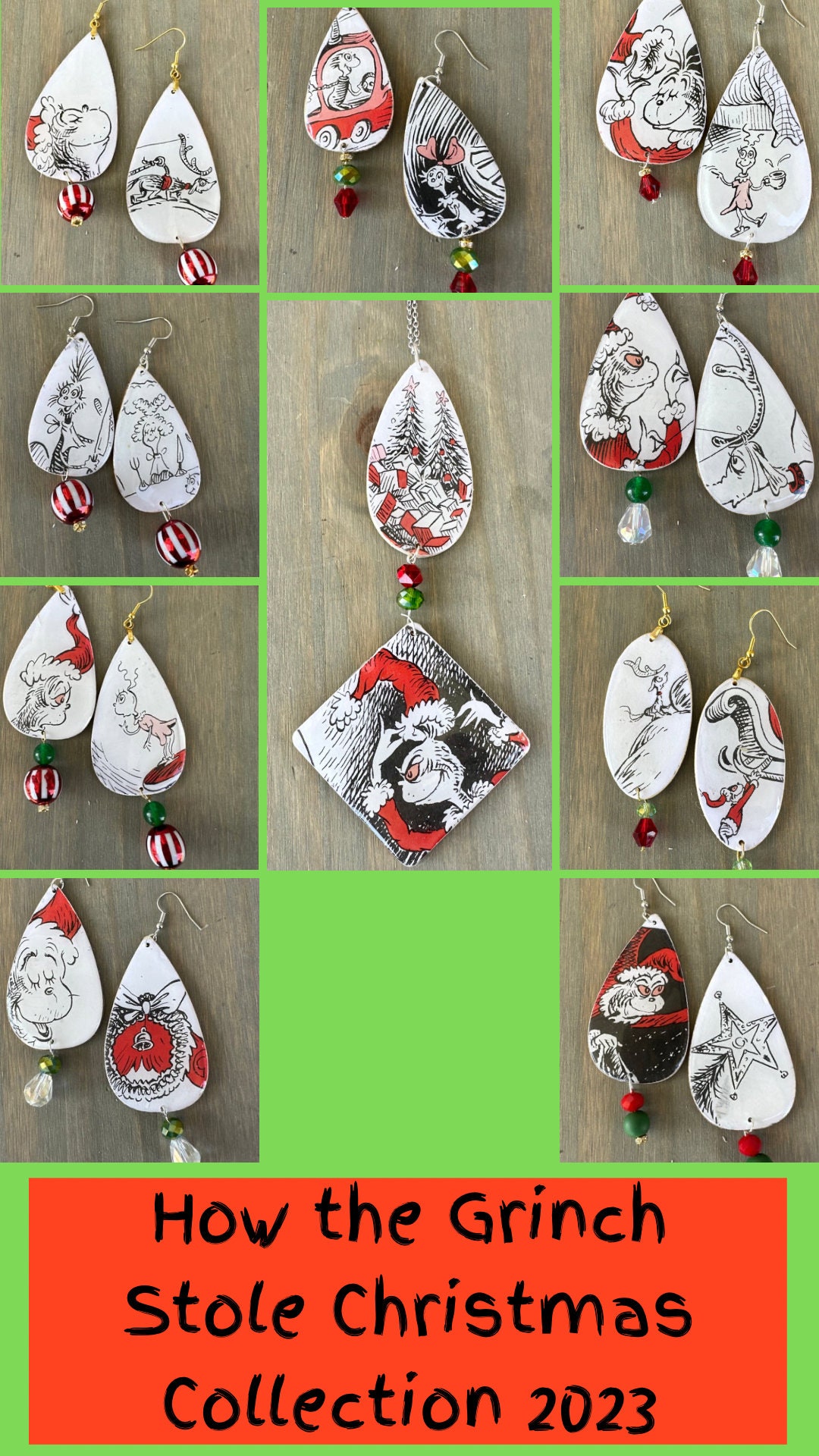 Dr. Seuss How the Grinch Stole Christmas, Statement Earrings - Etsy