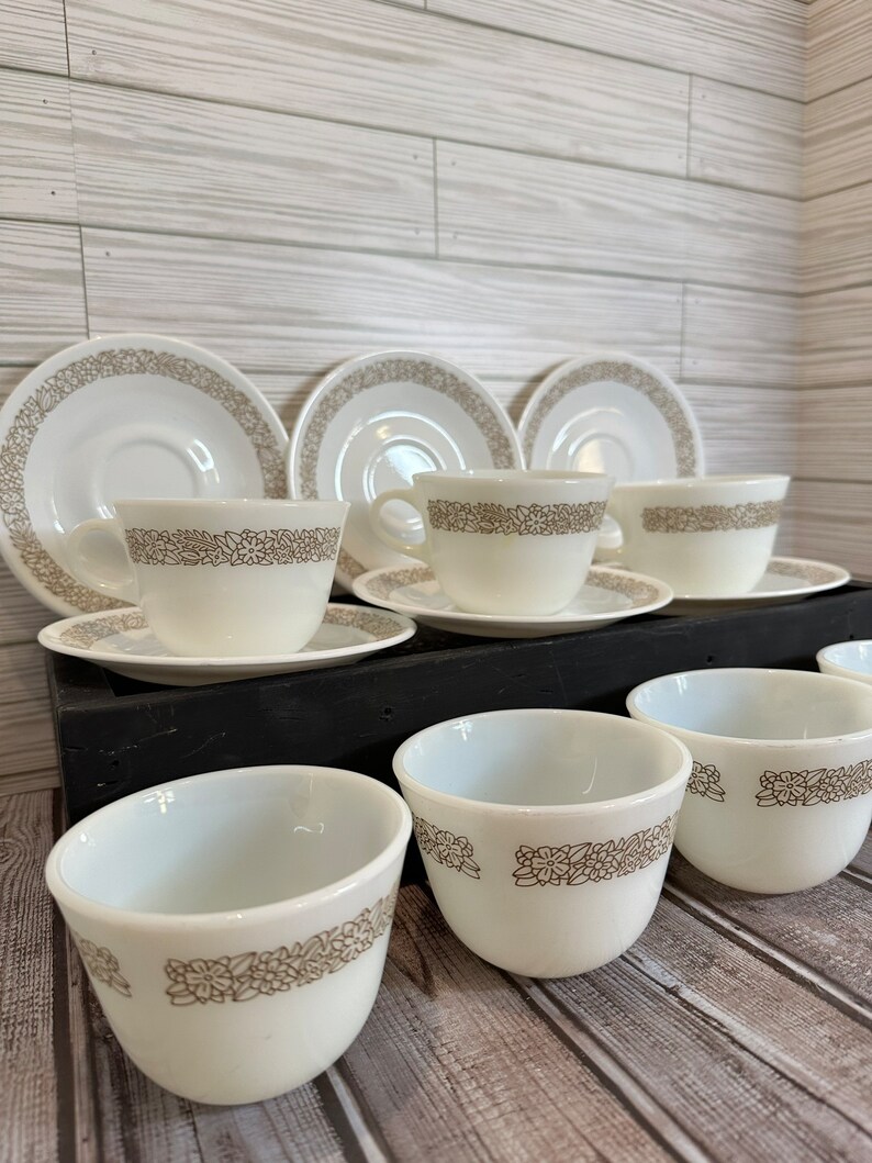 Pyrex by Corning Woodland Pattern Coffee Cups 8 Vintage - Etsy