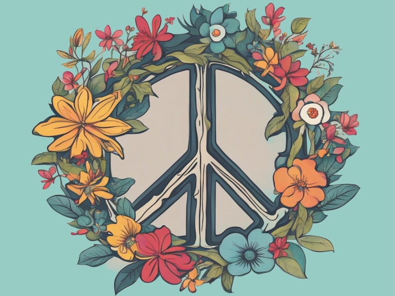 Boho Peace Sign Decoupage Tissue Paper 3 Sheets Bundle | Floral Hippie ...