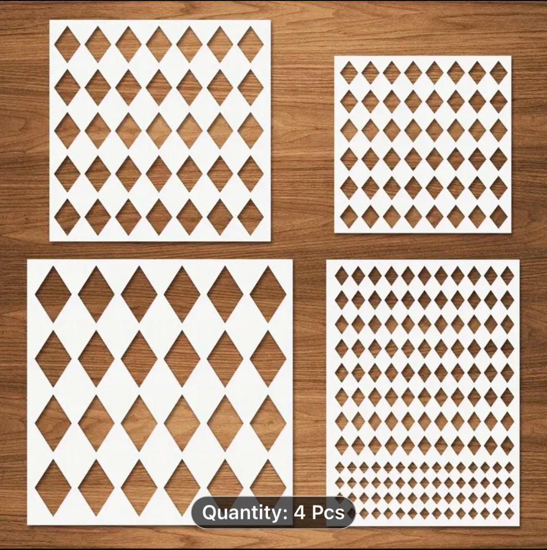 4pcs Harlequin Diamond Pattern Stencils - Reusable Plastic Templates ...