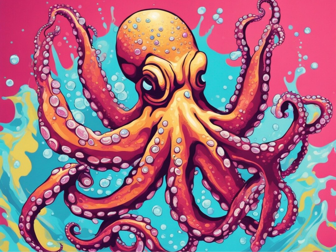 Vibrant Octopop: A Bold Pop Art Octopus Decoupage Design - Etsy