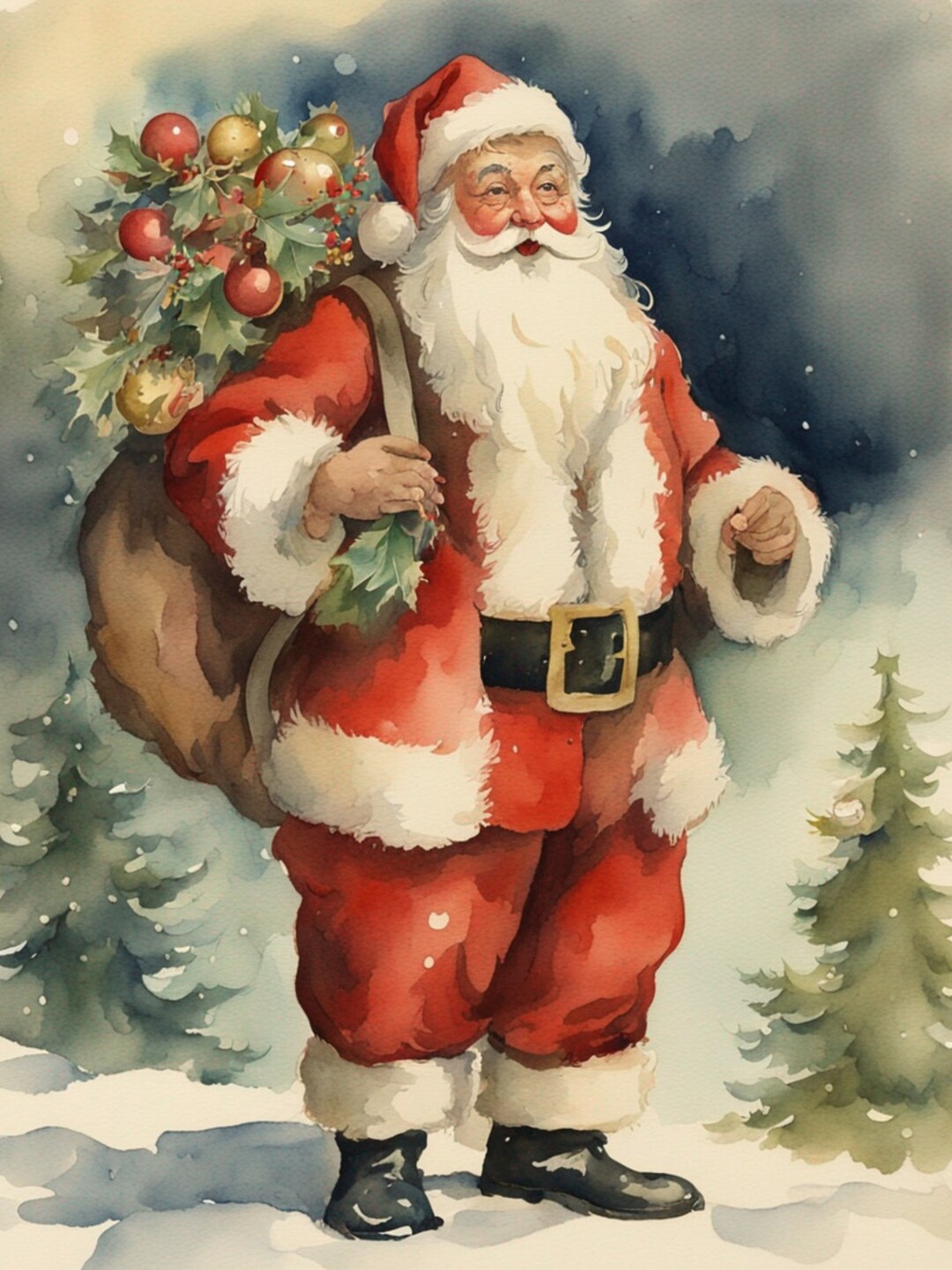 Vintage Santa Watercolor Decoupage Paper - Etsy