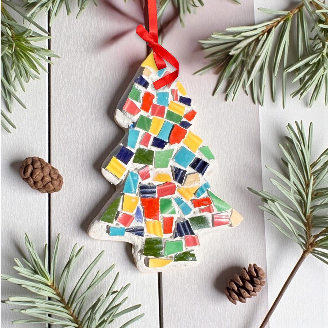 Handmade Mosaic Ceramic Christmas Tree Ornament Using Authentic ...