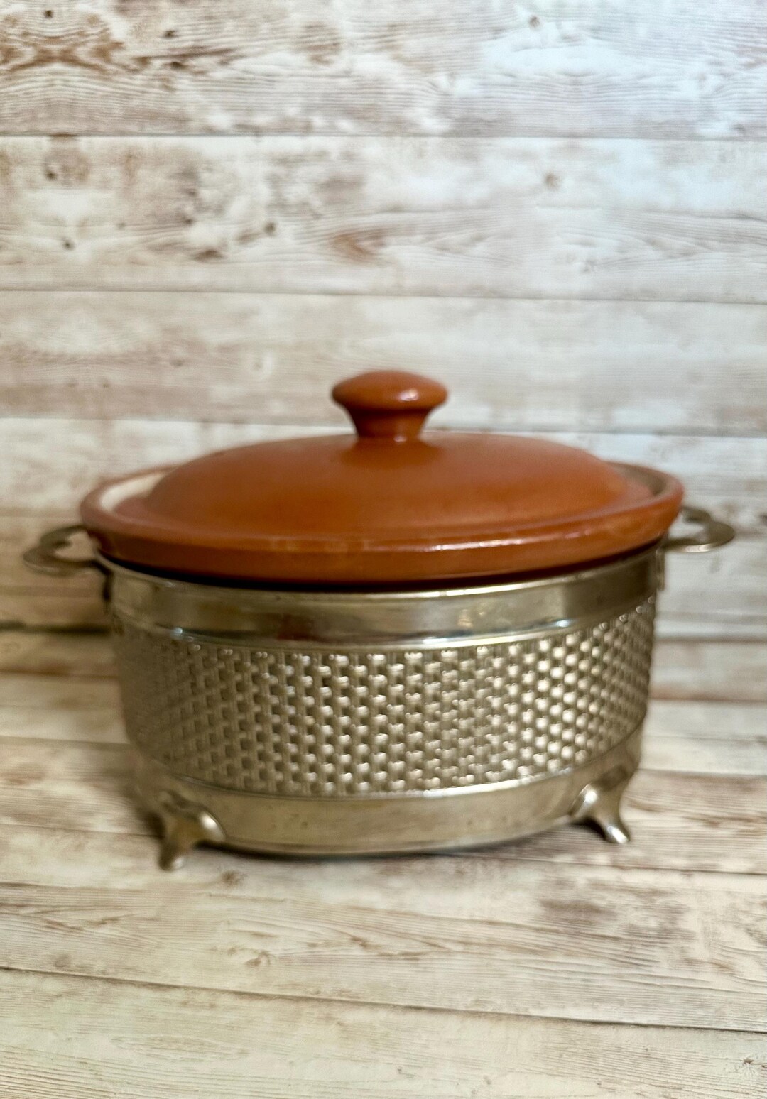 Guernsey Baking Stoneware Crockpot With Metal Holder - Etsy