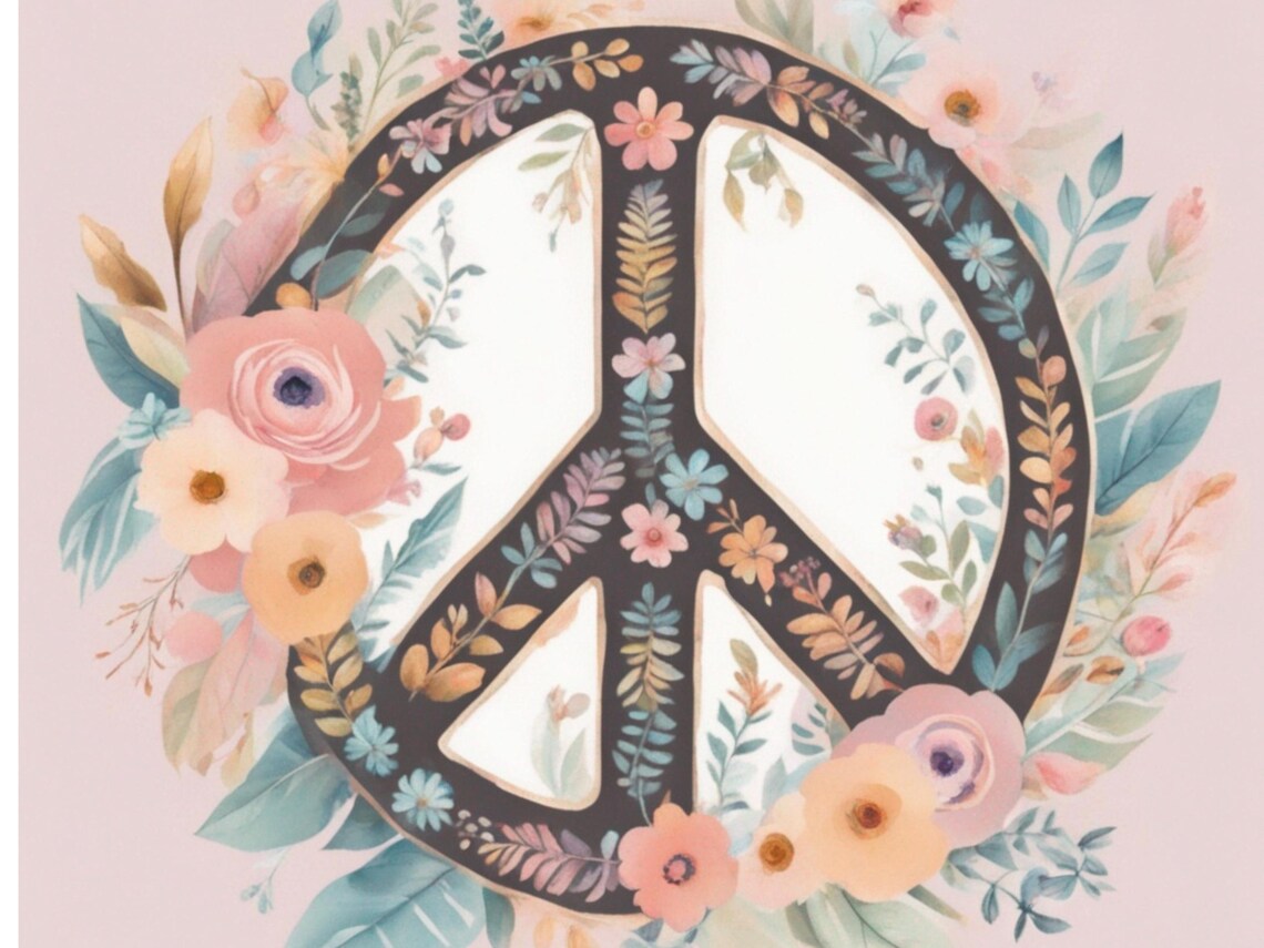 Boho Peace Sign Decoupage Paper | Floral Hippie Symbol | A4 Rice Paper ...