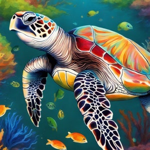Ocean Palette: Colorful Sea Turtle Decoupage Delights - Etsy