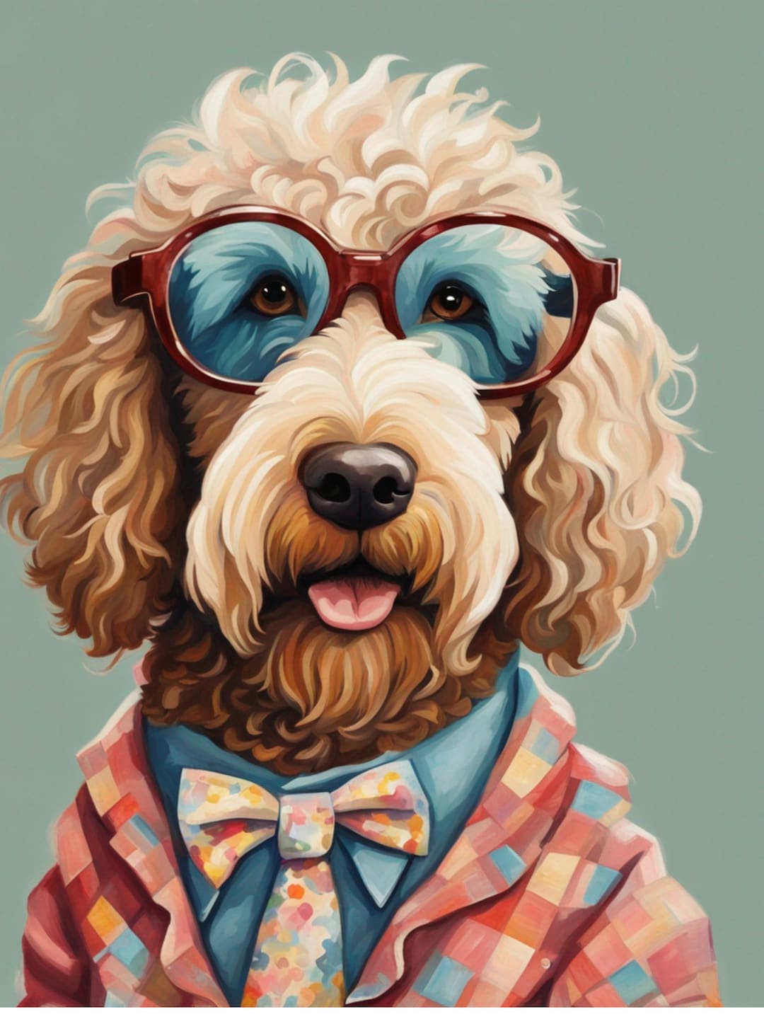 Golden Whimsy: Dapper Doodle in Stylish Attire - Etsy