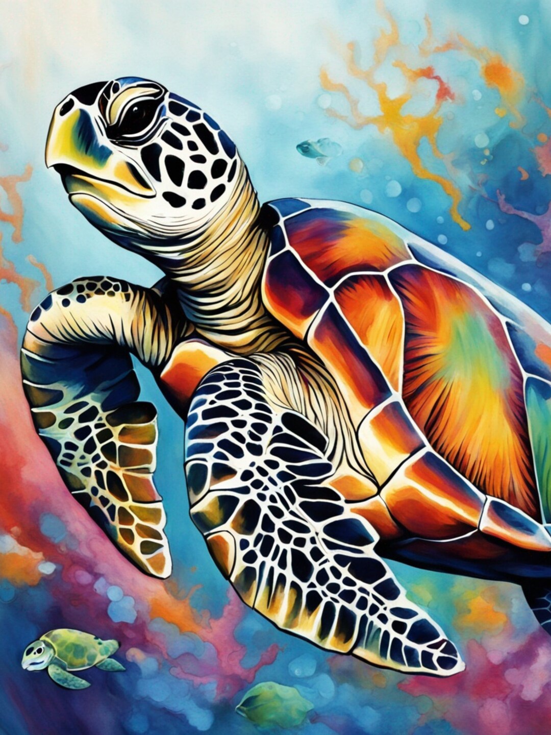 Ocean Palette: Colorful Sea Turtle Decoupage Delights - Etsy