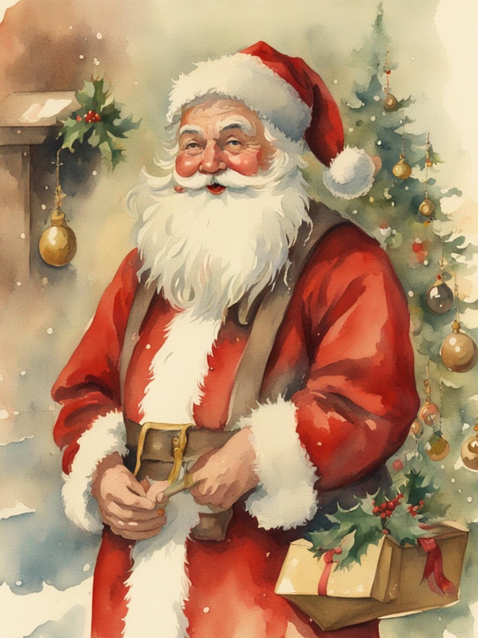 Vintage Santa Watercolor Decoupage Paper - Etsy
