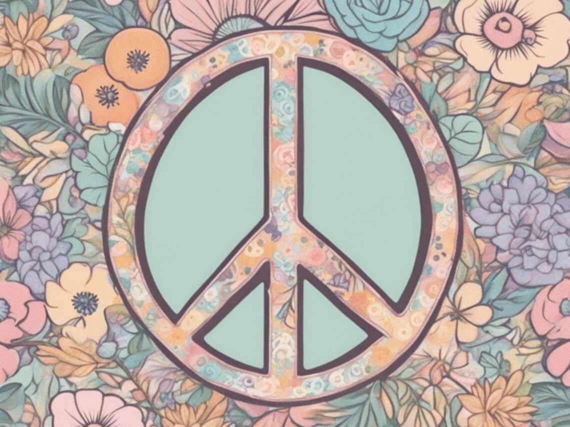 Boho Peace Sign Decoupage Paper | Floral Hippie Symbol | A4 Rice Paper ...