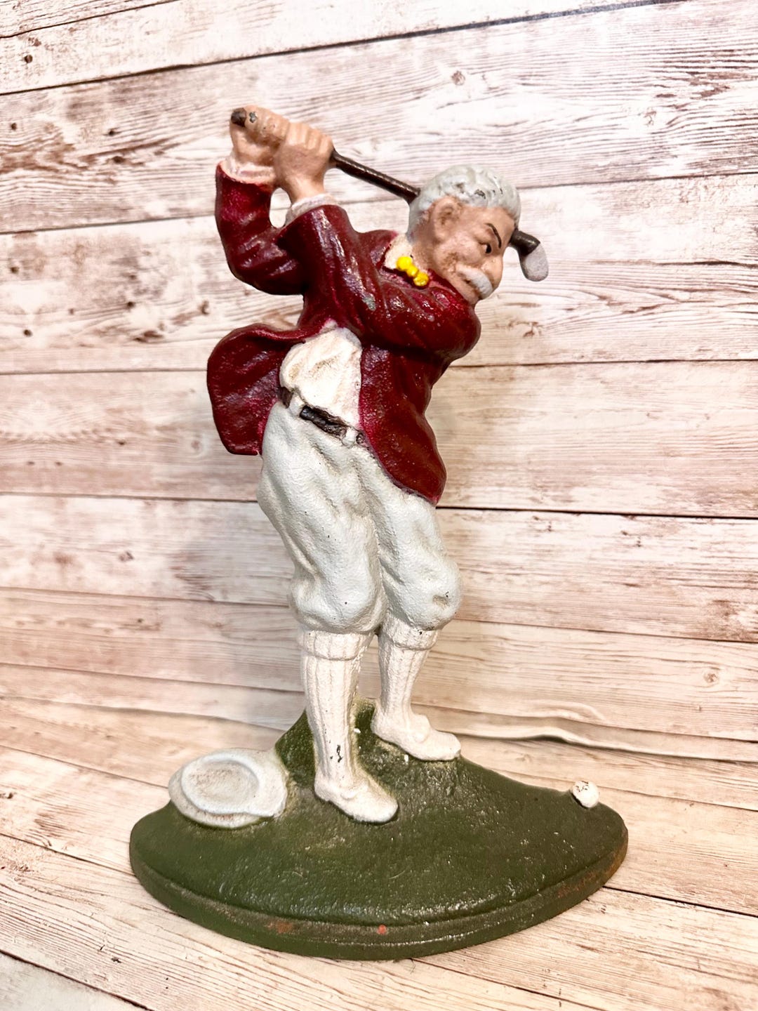 Vintage Cast Iron John Wright Swinging Golfer Doorstop Made in the USA ...