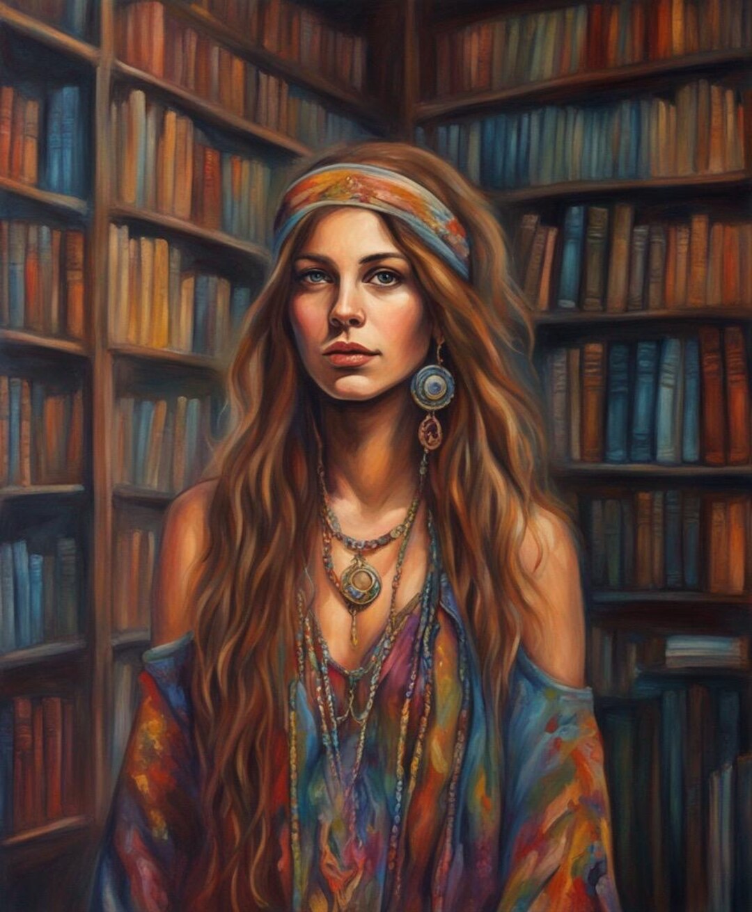 Bohemian Lady in Library Decoupage Paper and A4 Rice Paper - Etsy