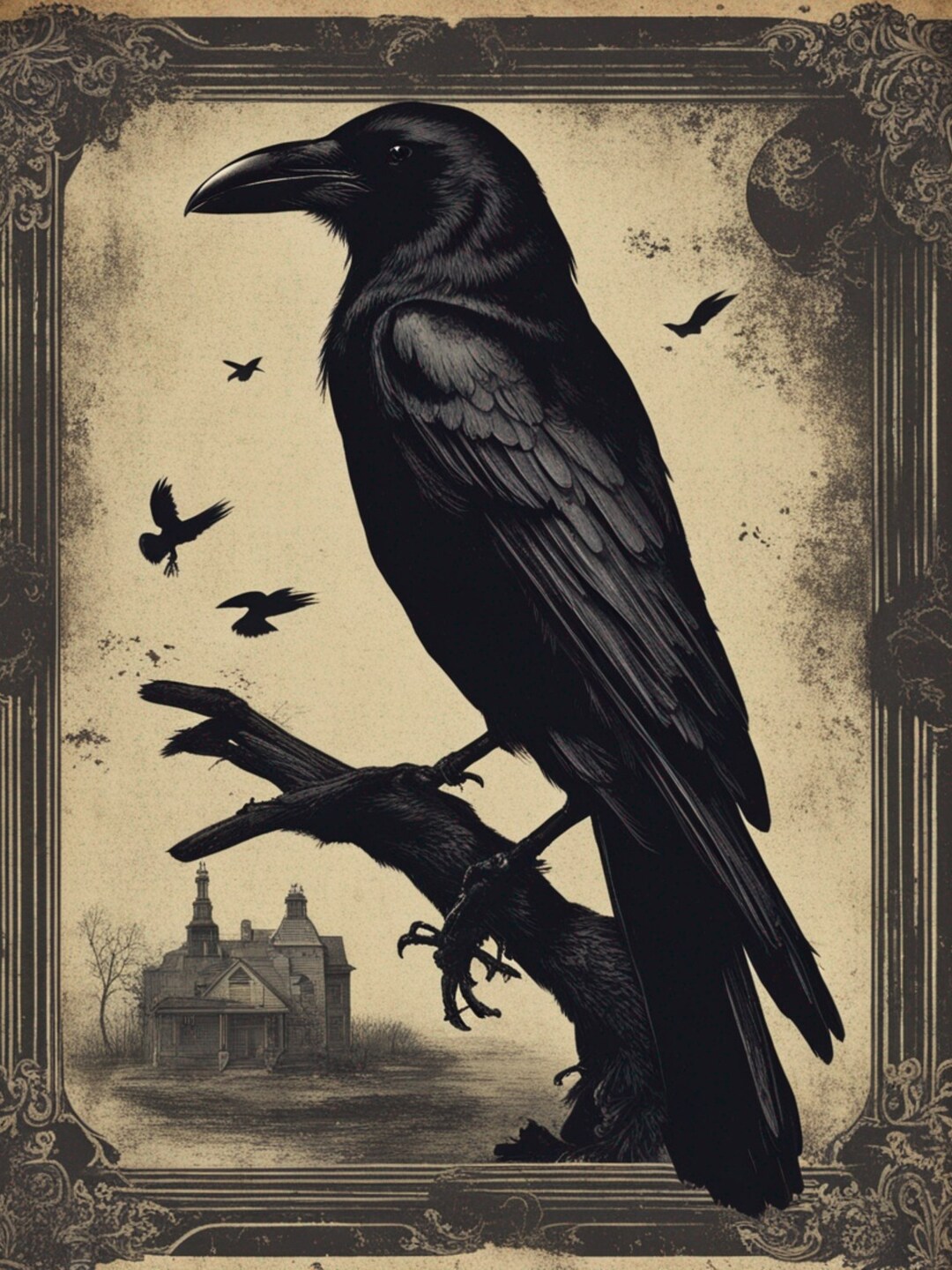 Vintage Raven: Decoupage Paper Design - Etsy