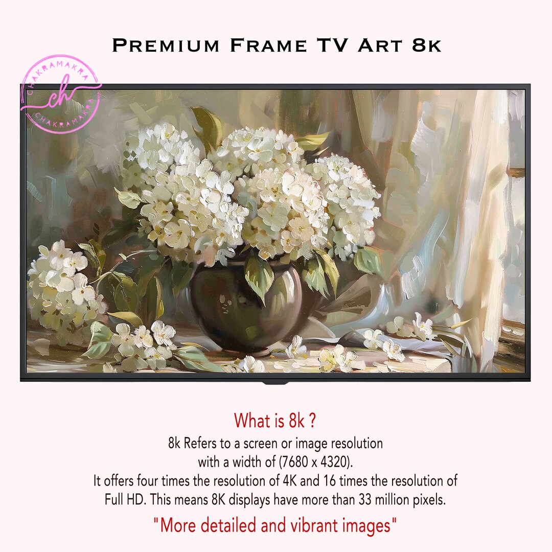 Flower Oil Paint Style, FRAME TV Art 8k, Tv Artwork, Samsung Frame Tv ...