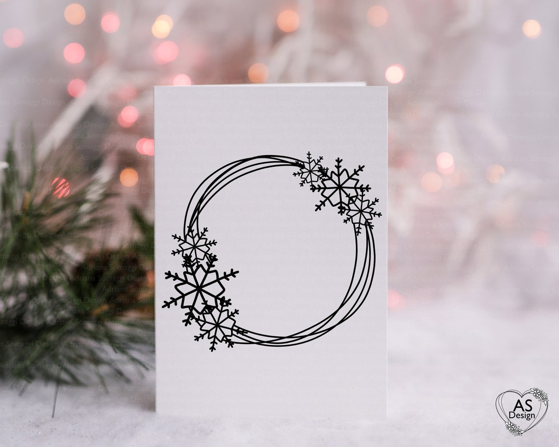 Snowflake SVG Frame Clipart Hand Drawn Winter Wedding SVG - Etsy