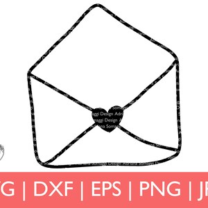 Hand Drawn Heart Envelope SVG Cute Envelope Cutting File | Etsy