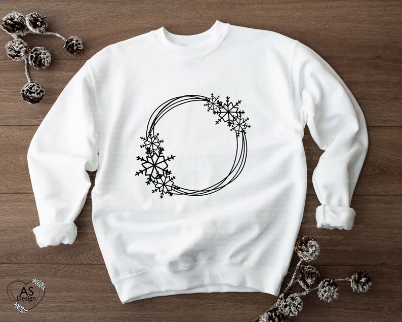 Snowflake SVG Frame Clipart Hand Drawn Winter Wedding SVG - Etsy