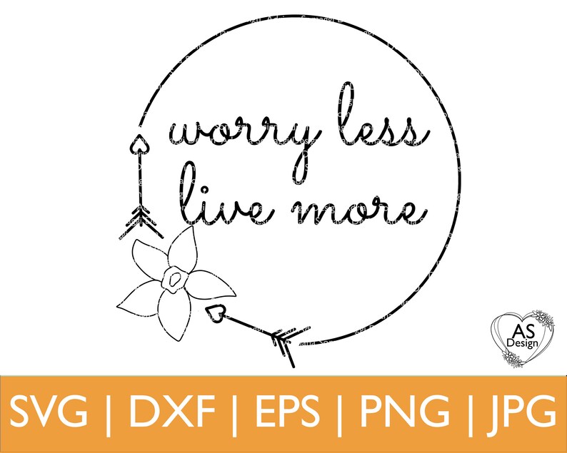 Worry Less SVG Arrow Frame Simple and Cute Circle Wreath Line - Etsy
