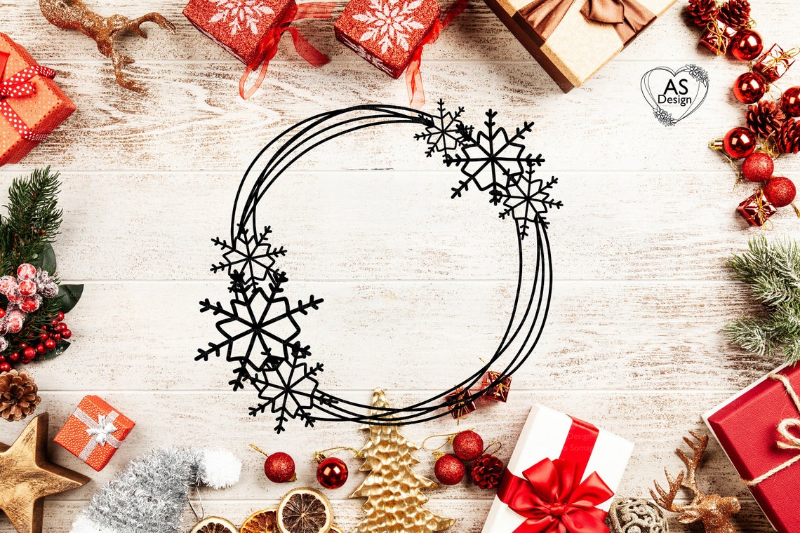 Snowflake SVG Frame Clipart Hand Drawn Winter Wedding SVG - Etsy