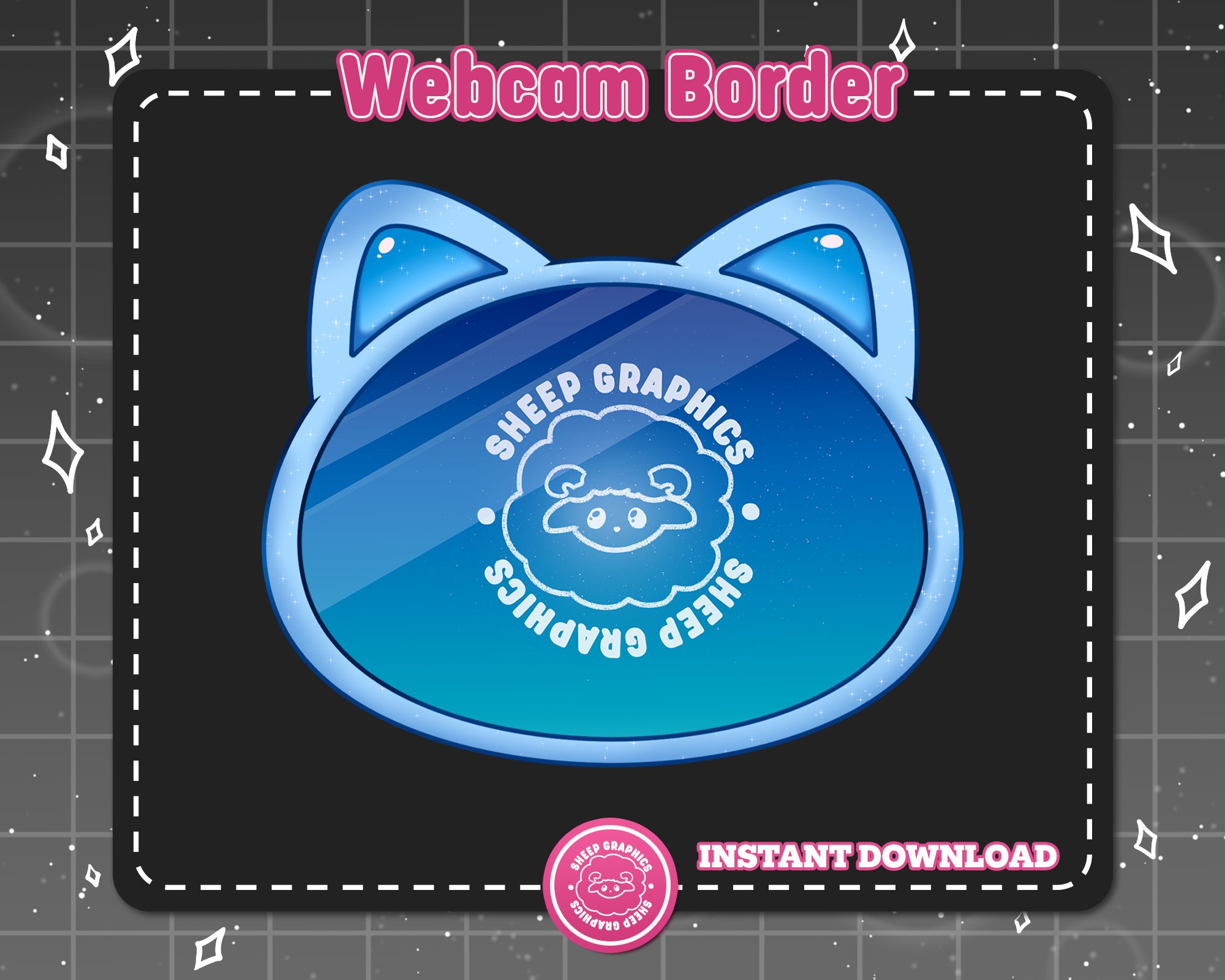 Cute Cat Webcam Overlay, Blue Twitch Cam Border (digital Download) - Etsy