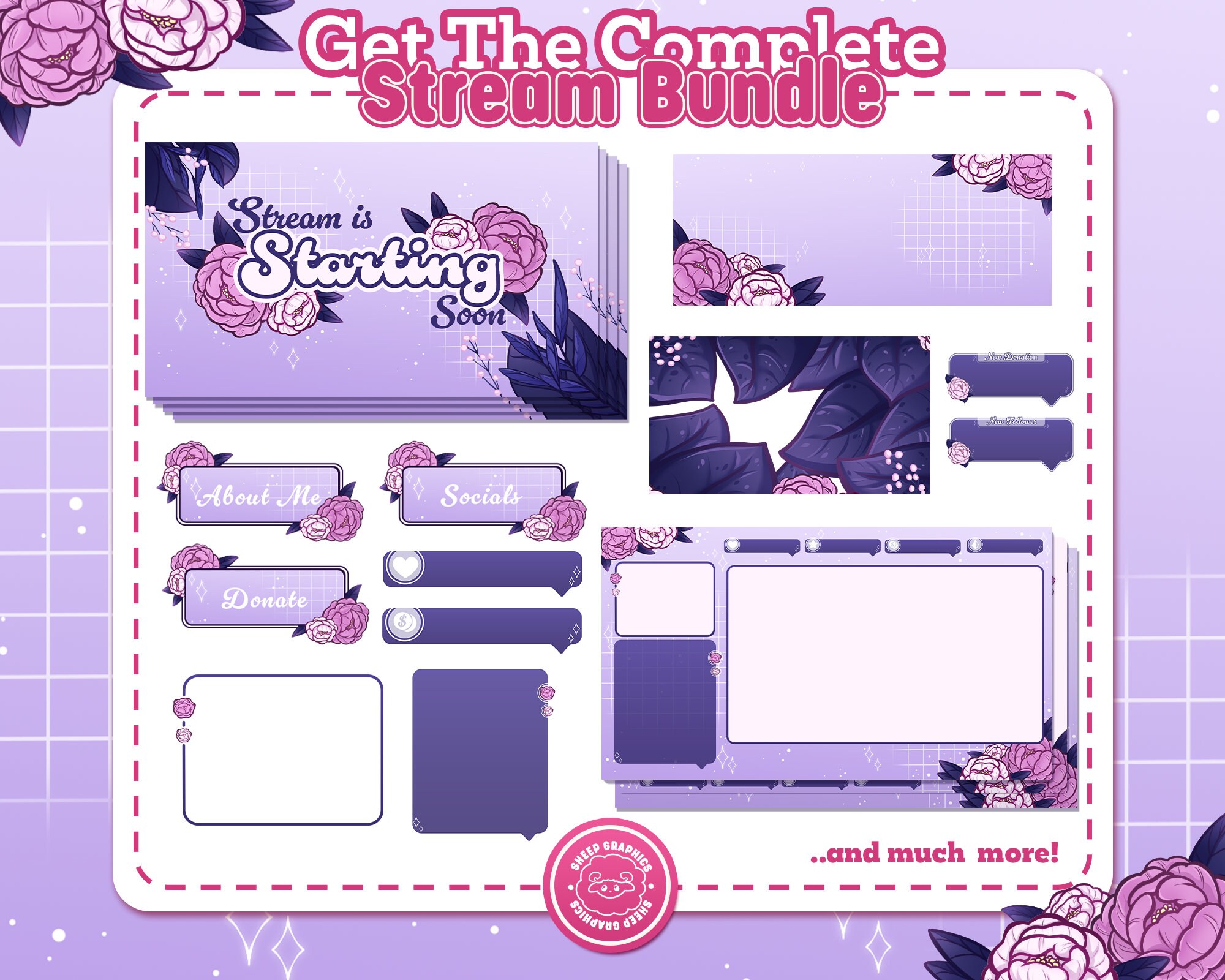 Pastel Flower Twitch Panels / Cute Premade Panels / Cute Panels ...