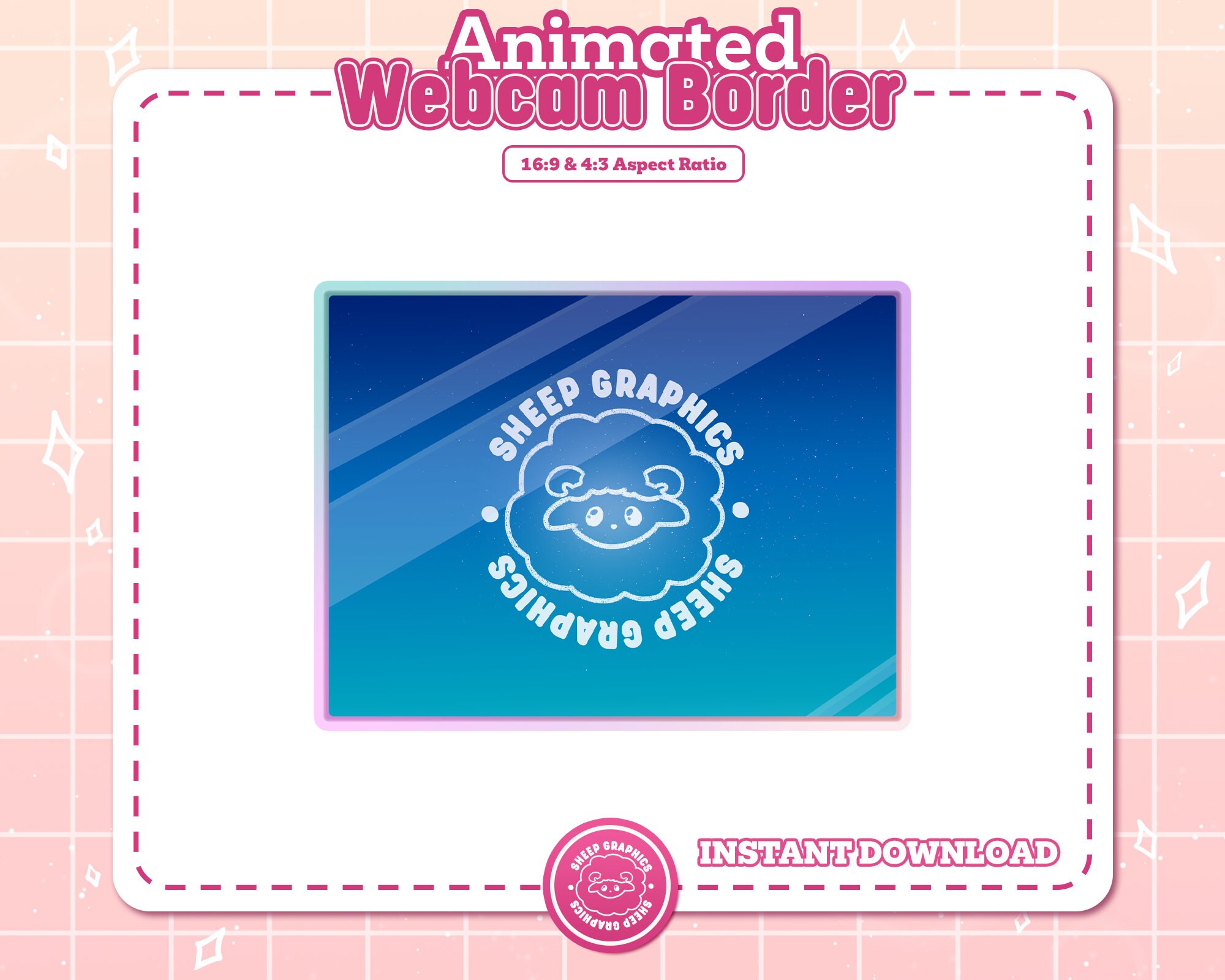 Animated Pastel Cam Overlay / Webcam Overlay / Twitch Overlay / Cute ...
