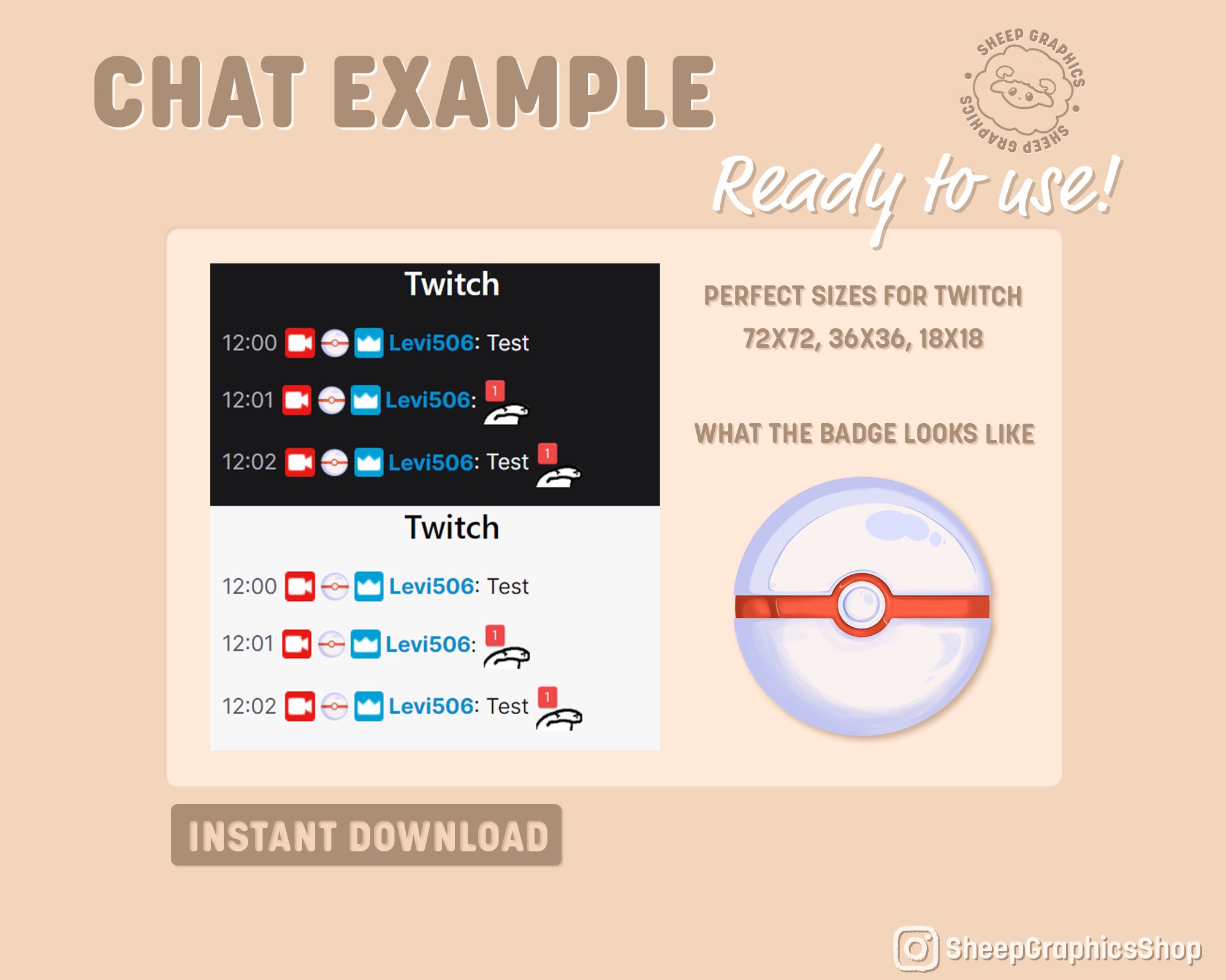Pokémon Twitch Badges / Pokémon / Cute Pokéball Badge / Livestream ...