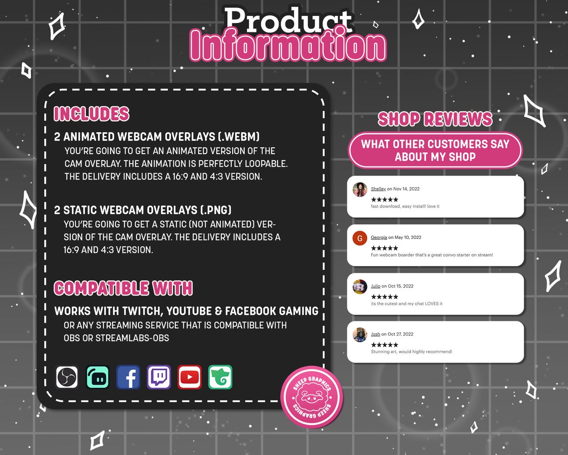 Cute Animated Webcam Overlay / Kirby / Cute Cam Border Frame / Stream ...