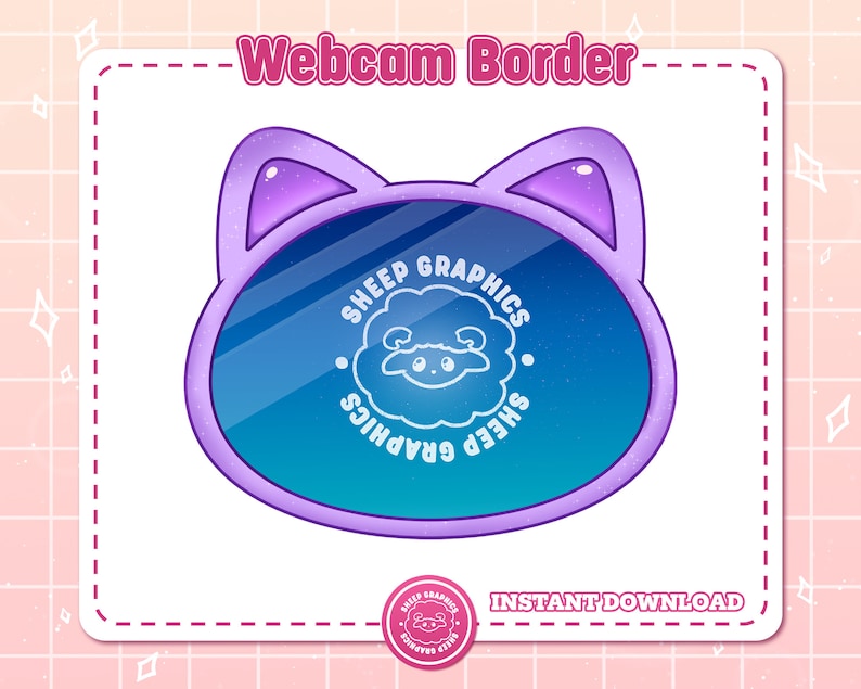 Cute Cat Cam Overlay / Camborder / Twitch Livestream Overlay / Purple ...