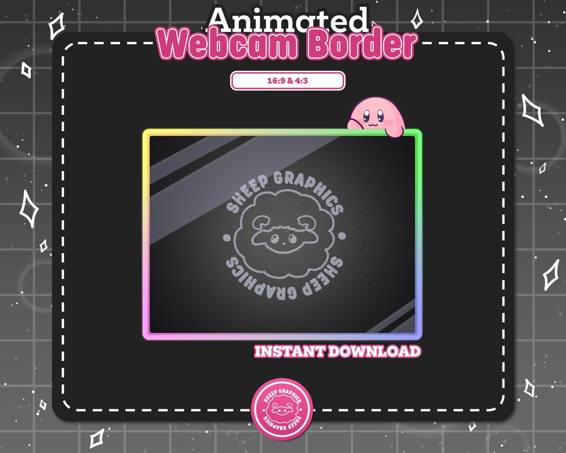 Cute Animated Webcam Overlay / Kirby / Cute Cam Border Frame / Stream ...
