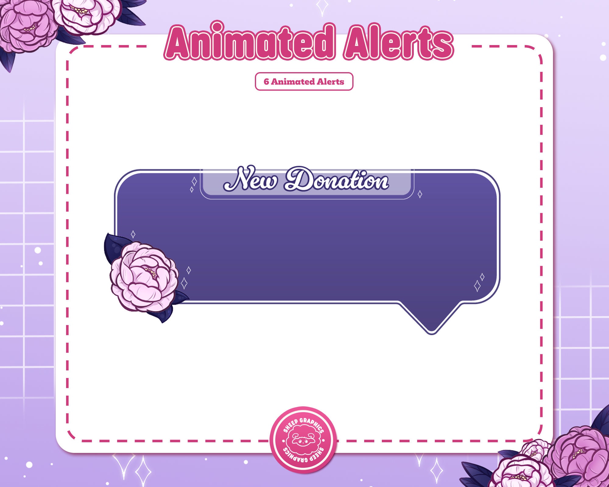 Animated Stream Alerts / Cute Aesthetic Purple Flower Twitch Alerts ...