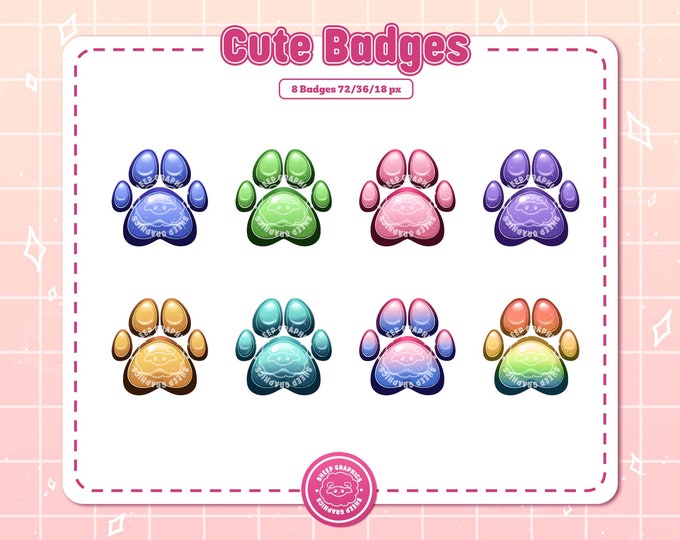 Cute Paw Sub Badges for Twitch / Youtube / Discord / Bit Badges ...