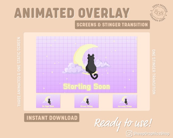 Cute Animated Twitch Overlay & Stinger Transition Retro | Etsy
