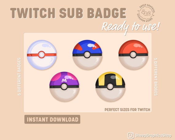 Pokémon Twitch Badges / Pokémon / Cute Pokéball Badge / | Etsy