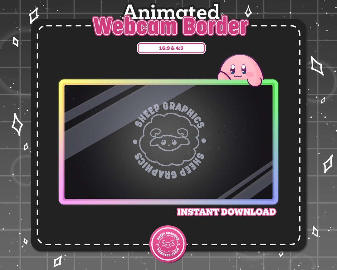 Cute Animated Webcam Overlay / Kirby / Cute Cam Border Frame / Stream ...