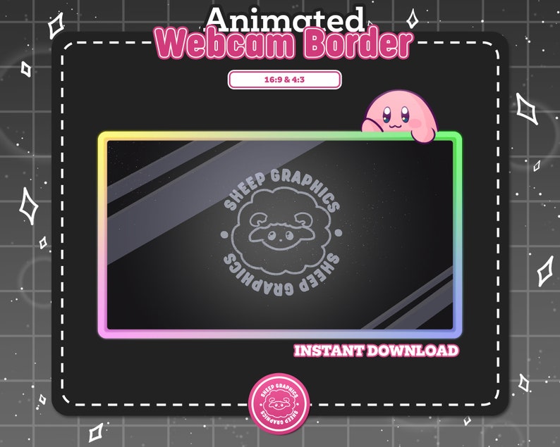Cute Animated Webcam Overlay / Kirby / Cute Cam Border Frame / Stream ...
