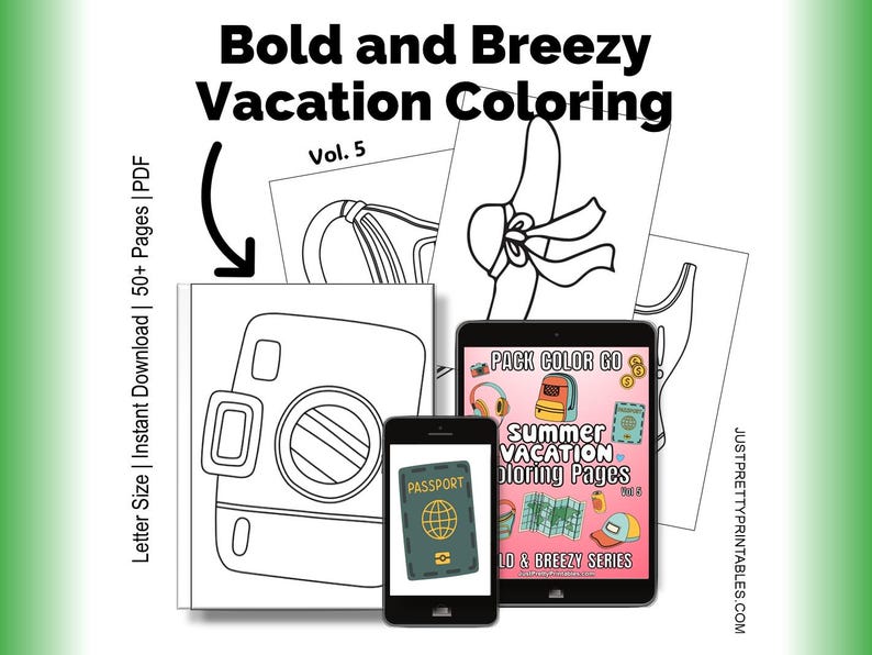 Bold and Easy Summer Coloring Pages PDF 50+ Fun Vacation Designs for ...